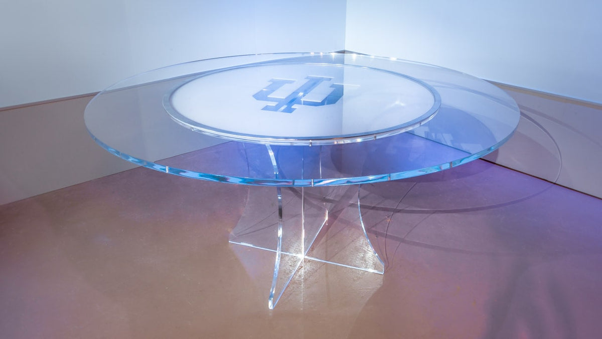 Custom Acrylic News Desk for the IU TV Studio – TVsetdesigns.com