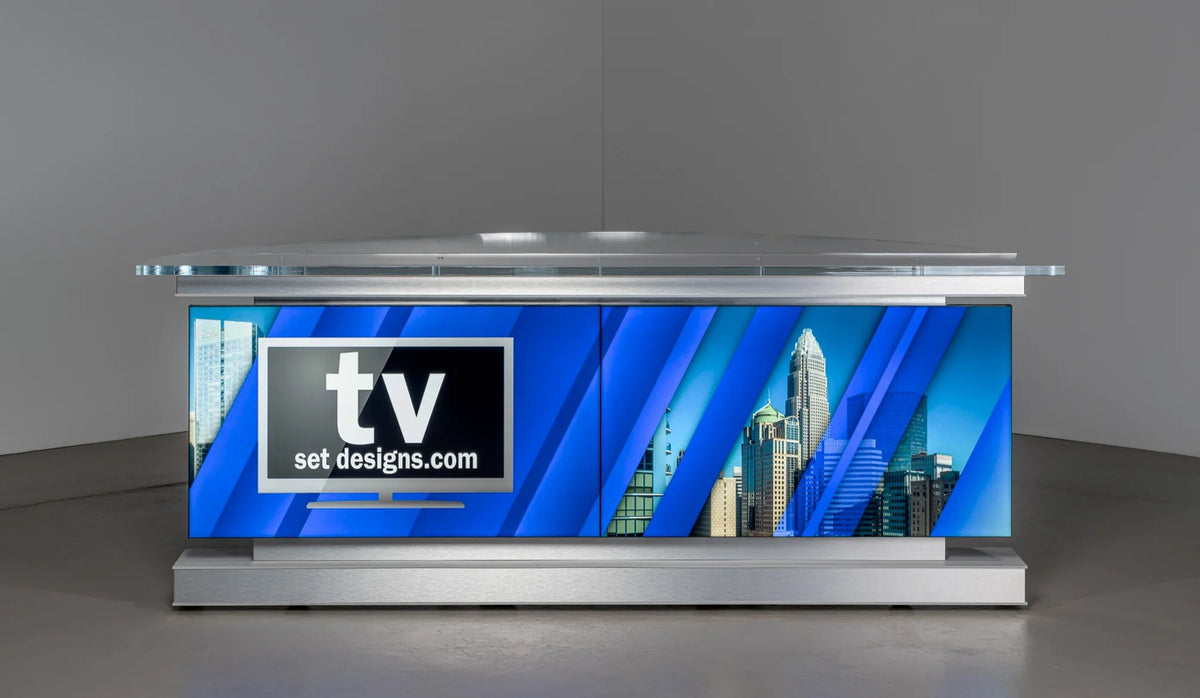 New Product! Panoramic Monolith News Anchor Desk – TVsetdesigns.com