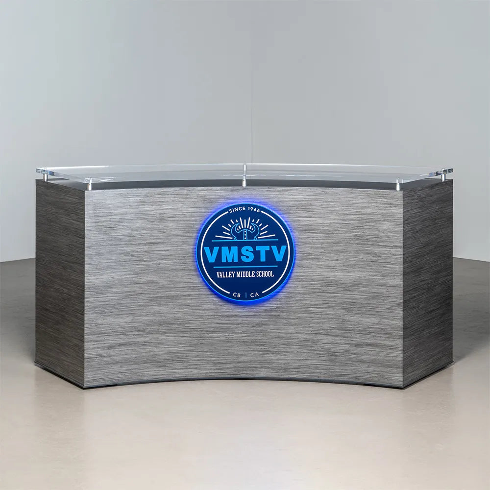 Large Curve Desk with Acrylic Top – TVsetdesigns.com