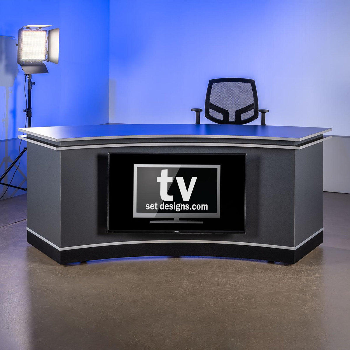 Large Curve News Desk | Broadcast Furniture – TVsetdesigns.com