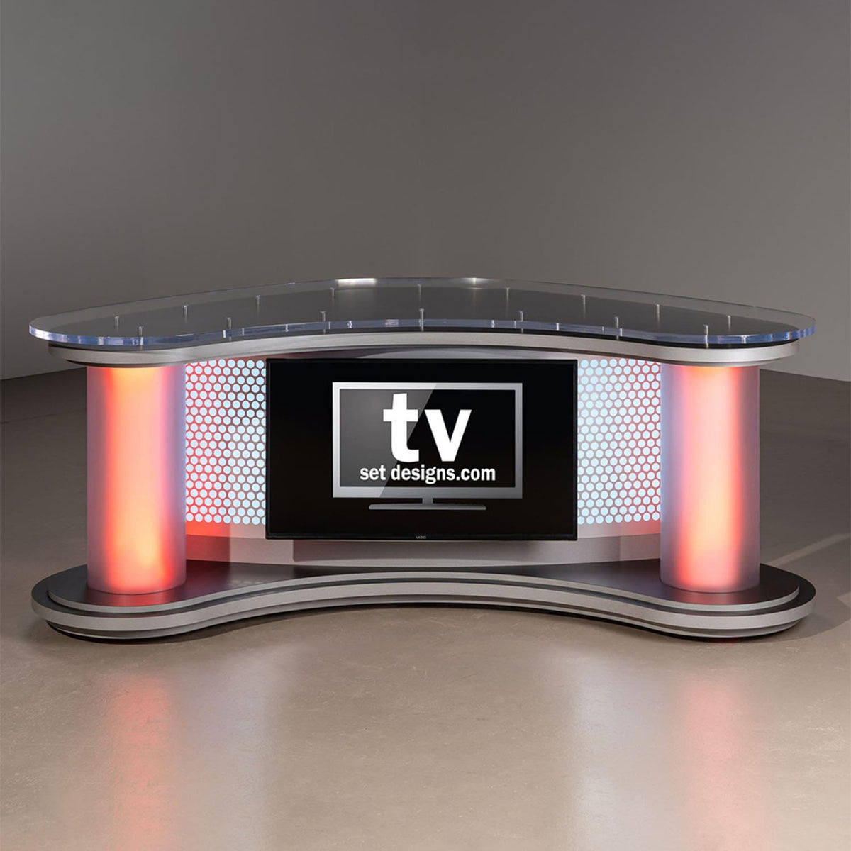 Large Lit Up Wide Angle News Desk – TVsetdesigns.com