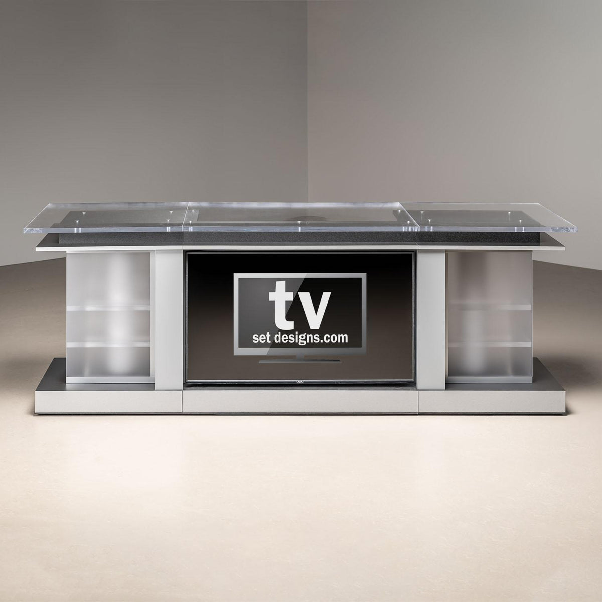 Three Piece Modular News Desk | Broadcast Furniture – TVsetdesigns.com