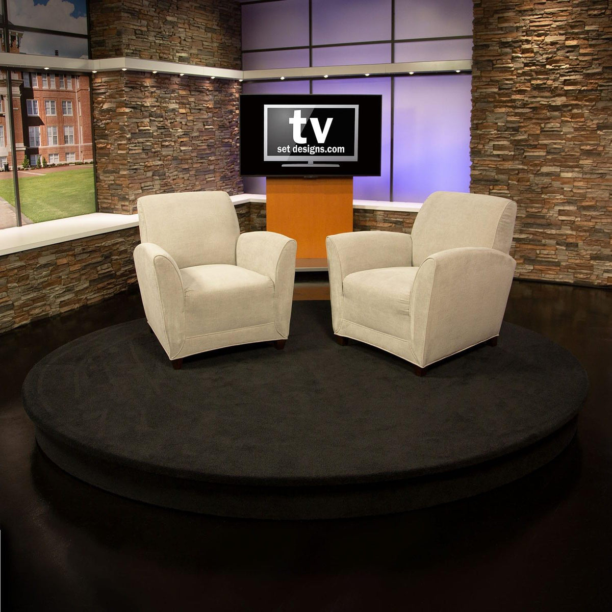 Elliptical Platform | Oval Broadcast Staging & Riser – TVsetdesigns.com