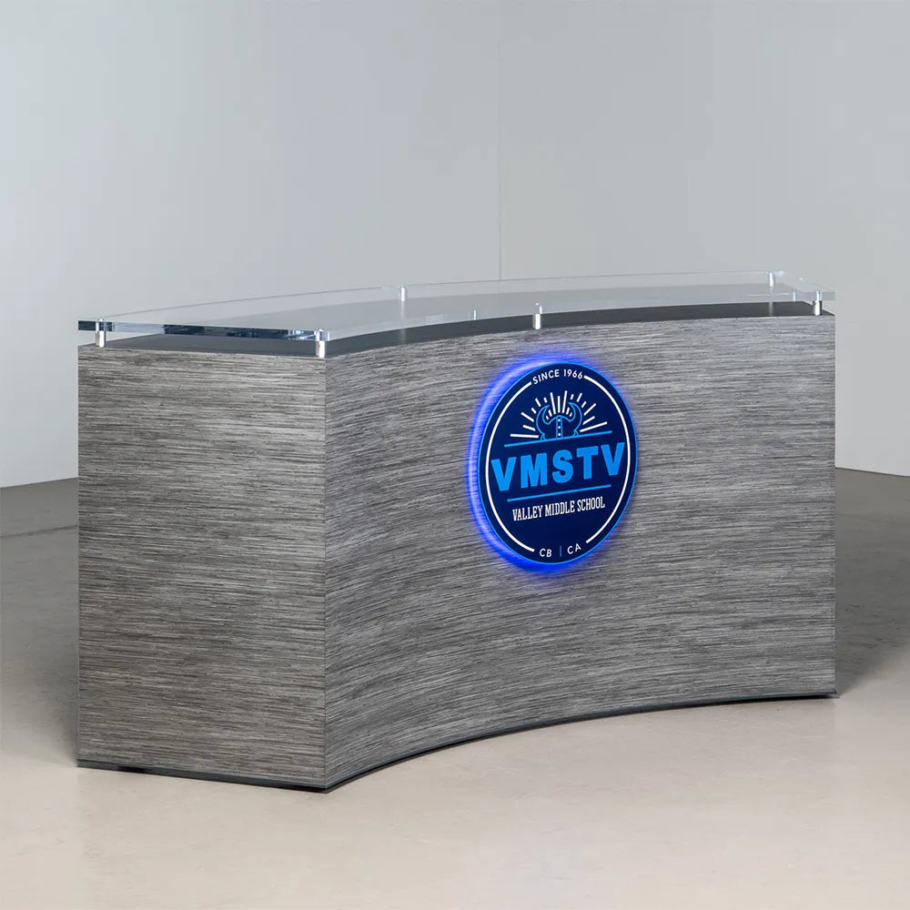 Large Curve Desk with Acrylic Top – TVsetdesigns.com